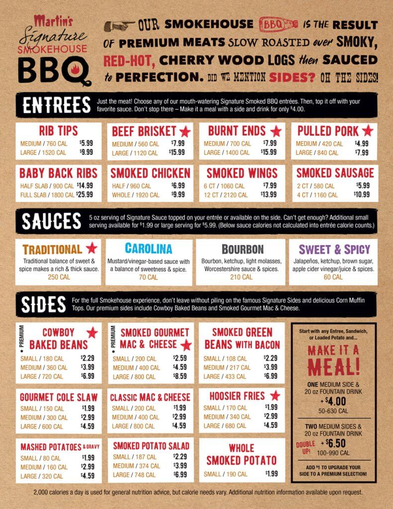 Signature Smokehouse BBQ Menu - Martin's Super Markets