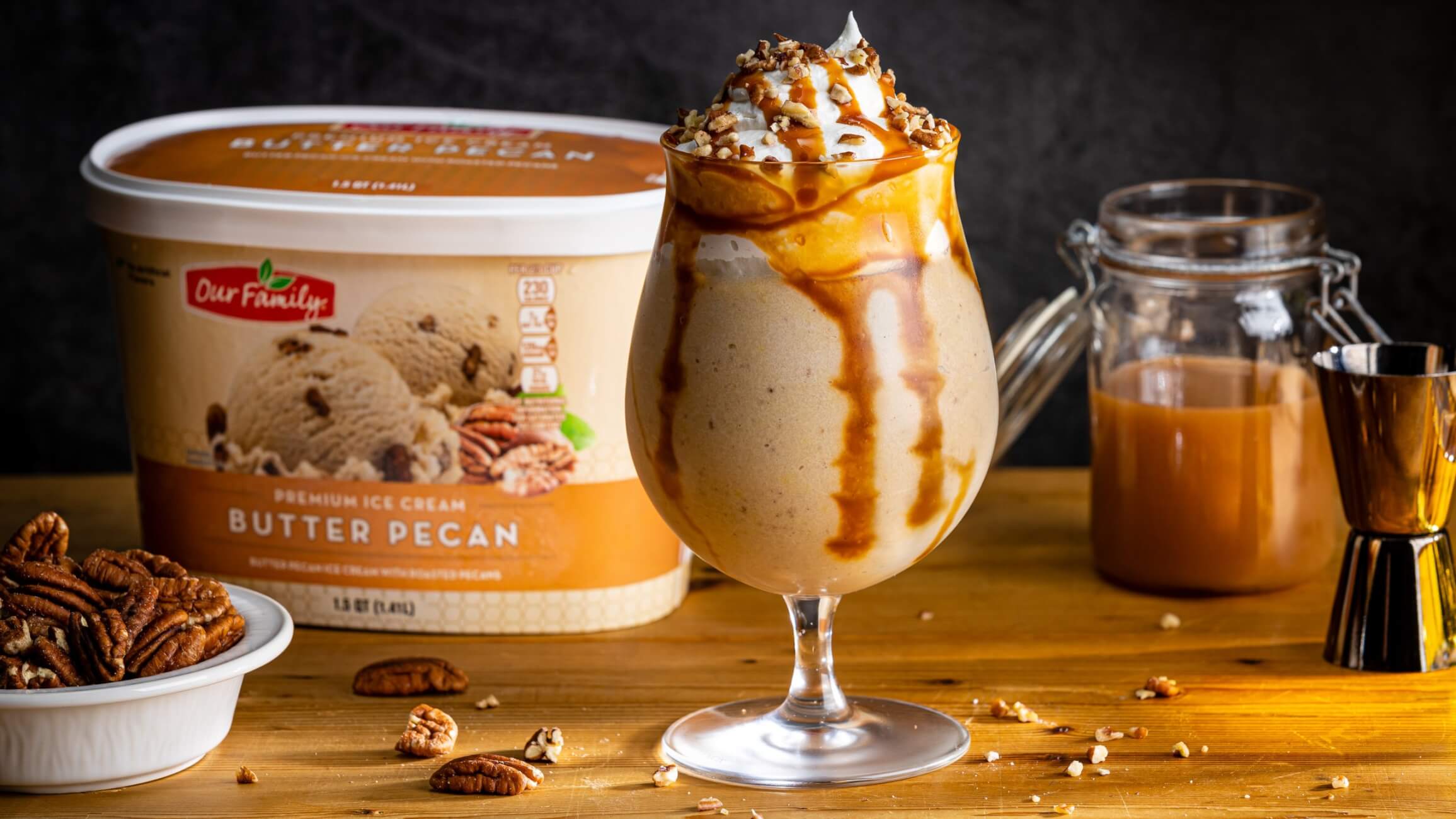 Bourbon-Butter Pecan Milkshakes